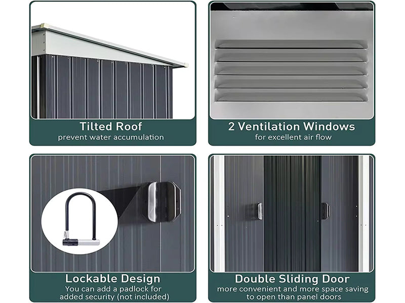 RELYARD 4X7 METAL OUTDOOR STORAGE GARDEN SHED (1700 Series) 5'-7" DOOR