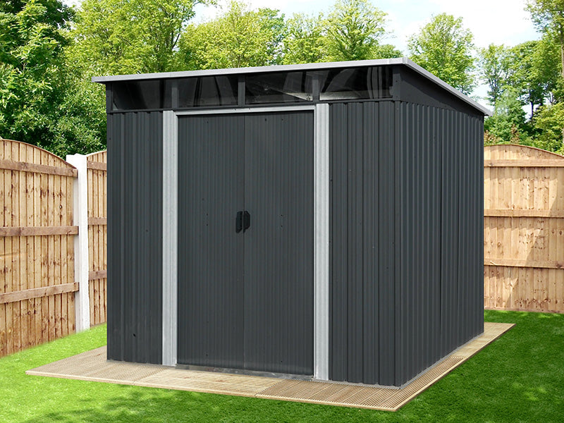 RELYARD 6x8 METAL OUTDOOR STORAGE GARDEN SHED WITH SKYLIGHT (1700 Seri