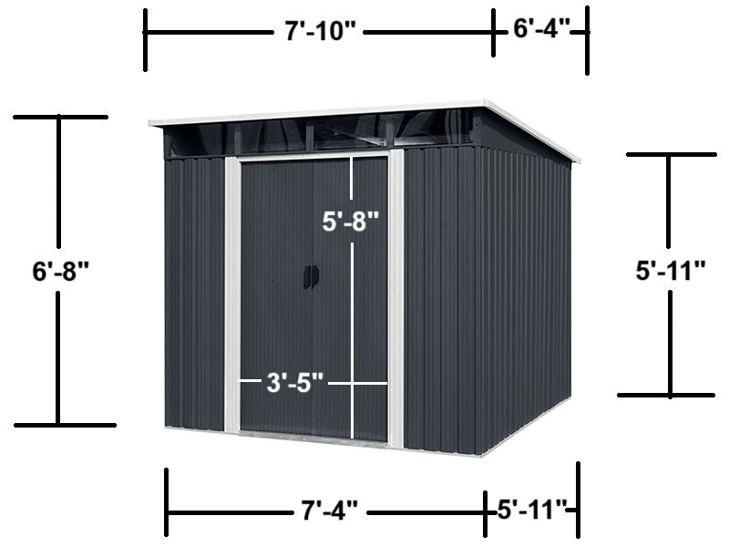RELYARD 6x8 METAL OUTDOOR STORAGE GARDEN SHED WITH SKYLIGHT (1700 Seri