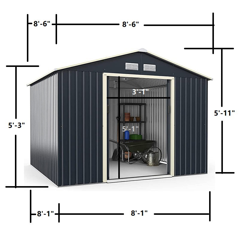 RELYARD 8X8 METAL OUTDOOR STORAGE GARDEN SHED